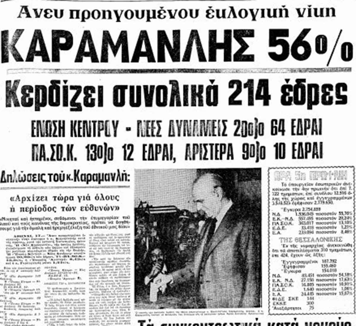 17 Νοεμβρίου 1974: Ο προσωπικός θρίαμβος του Κωνσταντίνου Καραμανλή ...